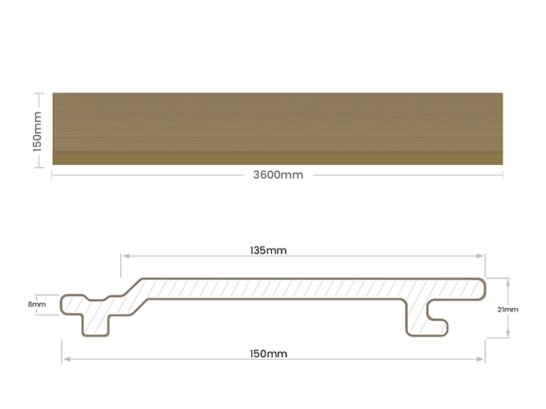 Shiplap Composite Cladding Board - Teak - The Wood Wall Panel Co